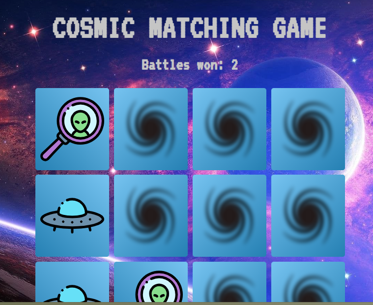 Cosmic Matching Game In Javascript Free Source Code Sourcecodester